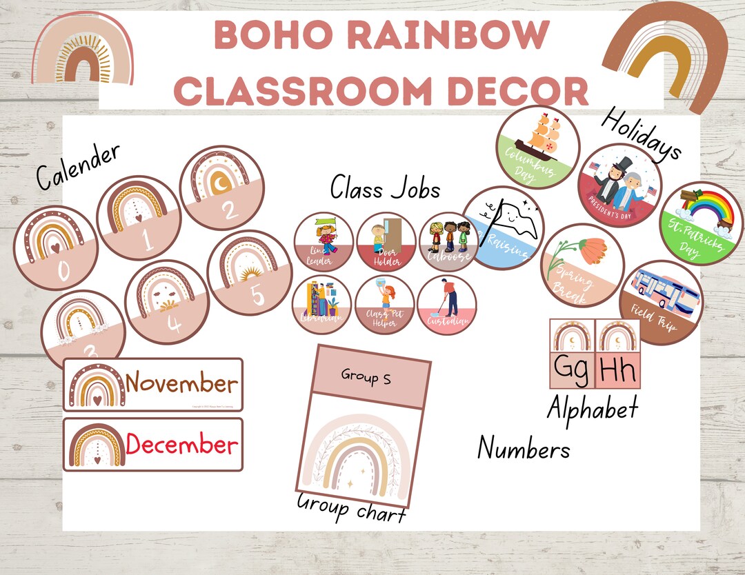 Boho Rainbow Theme Classroom Décor Rainbows Bundle - Etsy