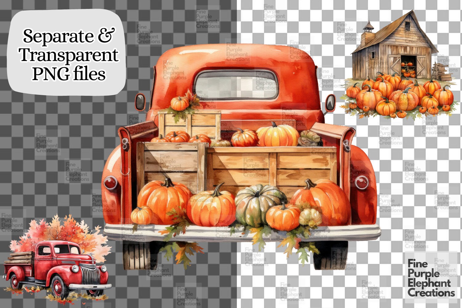 Harvest Red Pickup Truck PNG Clipart | Fall Sublimation | Autumn ...