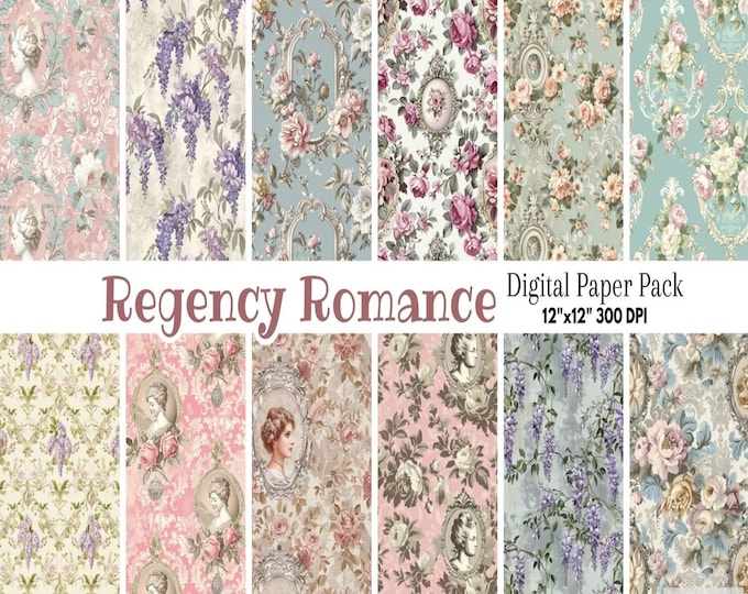 Regency Era Bridgerton Digital Paper Collection Scrapbooking Card ...