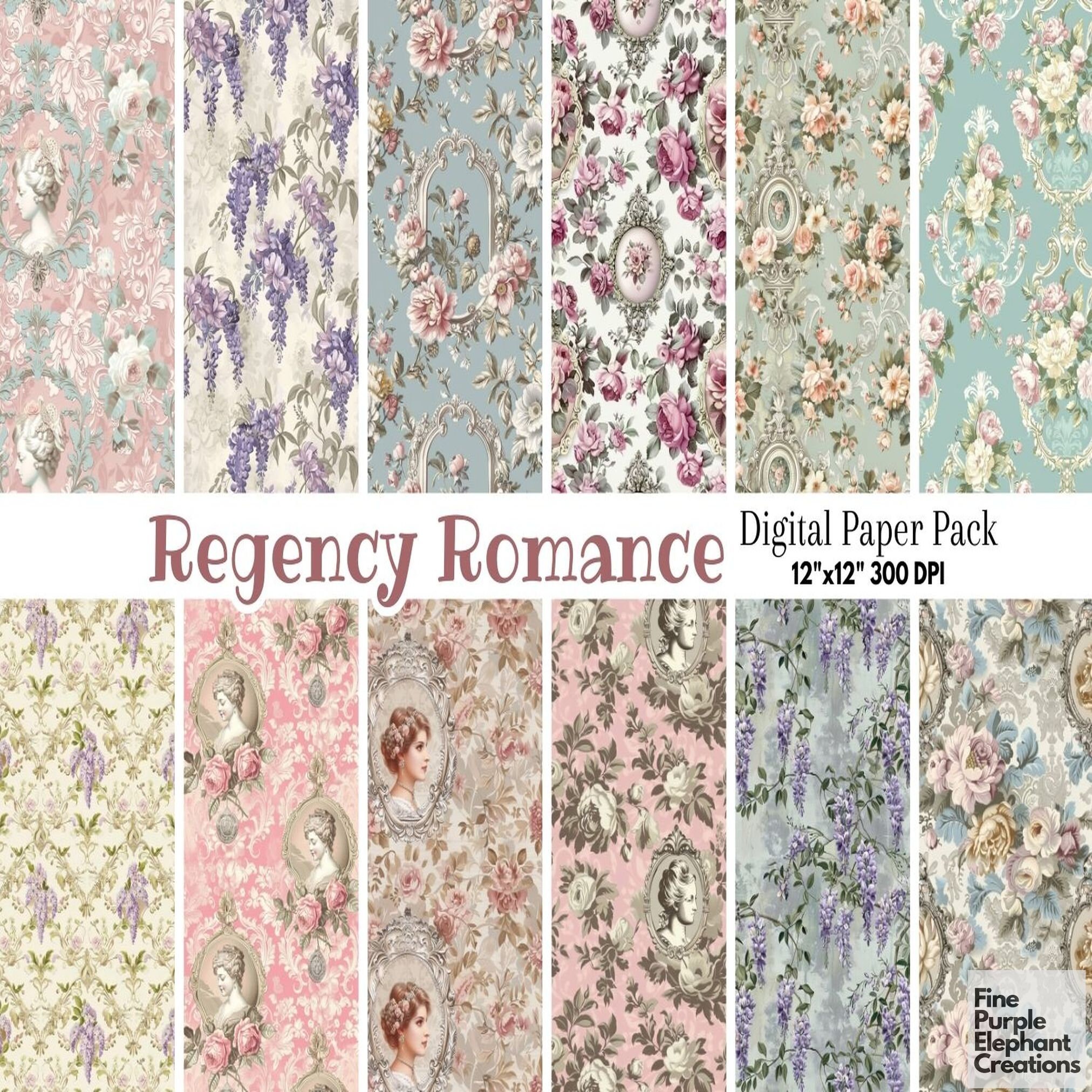 Regency Era Victorian England Digital Paper - Lady Frame Shabby Chic ...