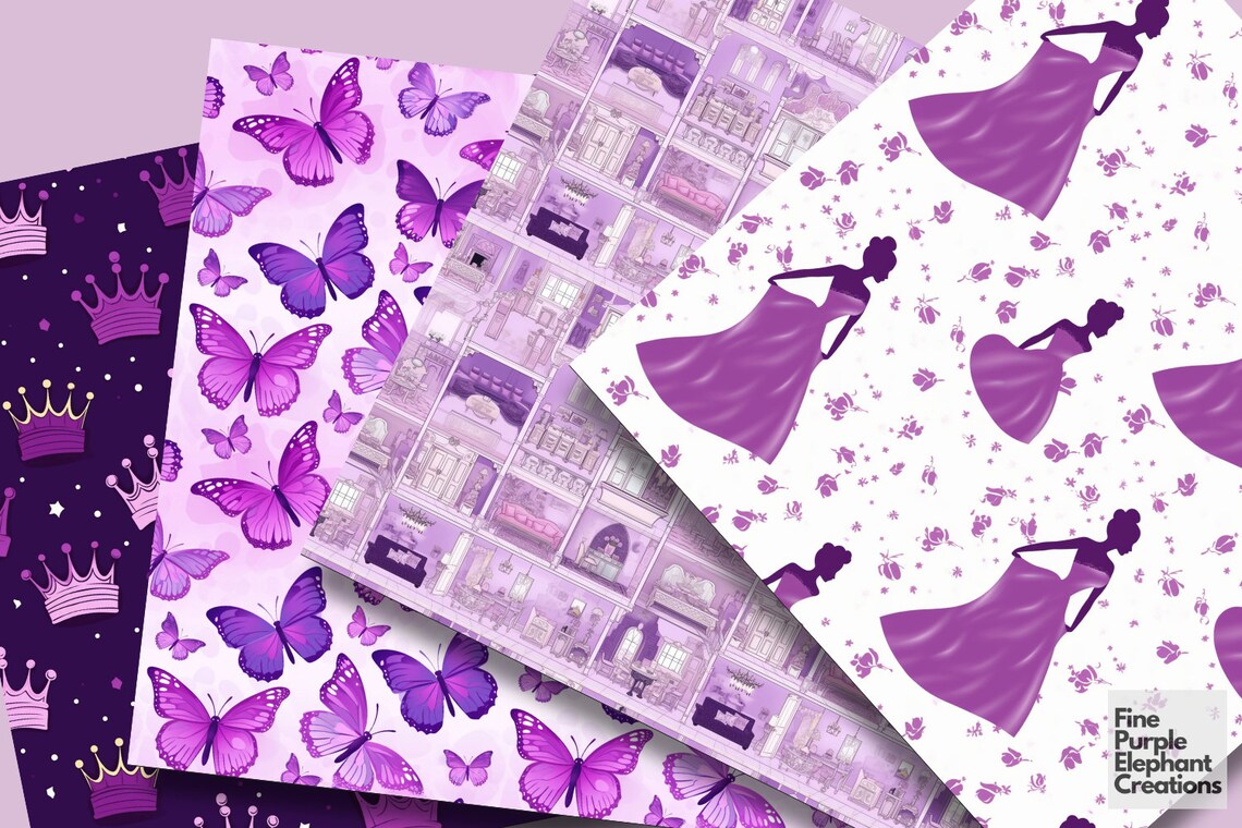 Purple Fashion Doll Digital Paper | Girls Birthday Party | Princess ...