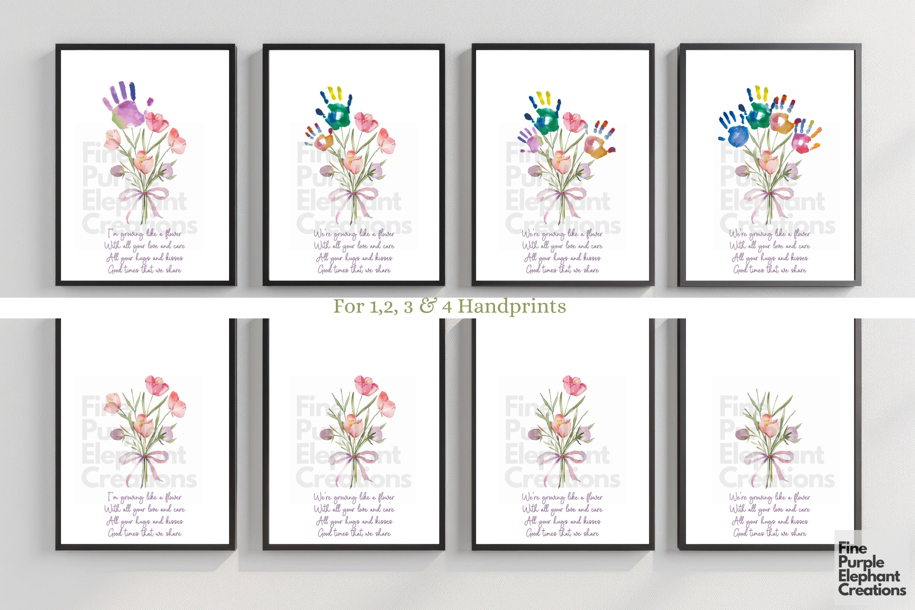 Custom Spring Flower 4 Handprint Digital Art Print Mother Father Day ...
