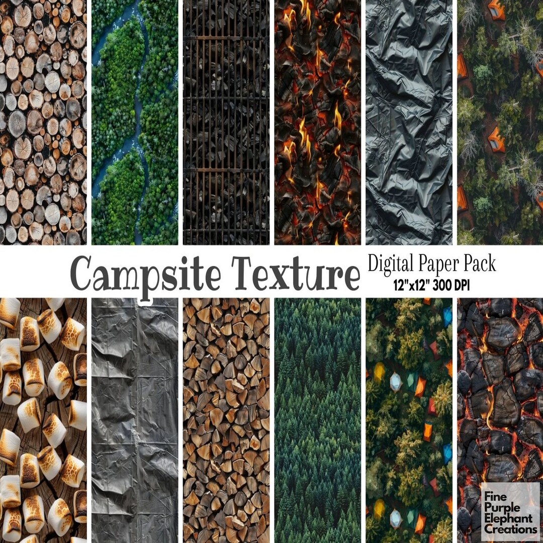 Camping Texture Digital Paper - Summer Vacation Tent Camp Scrapbook ...