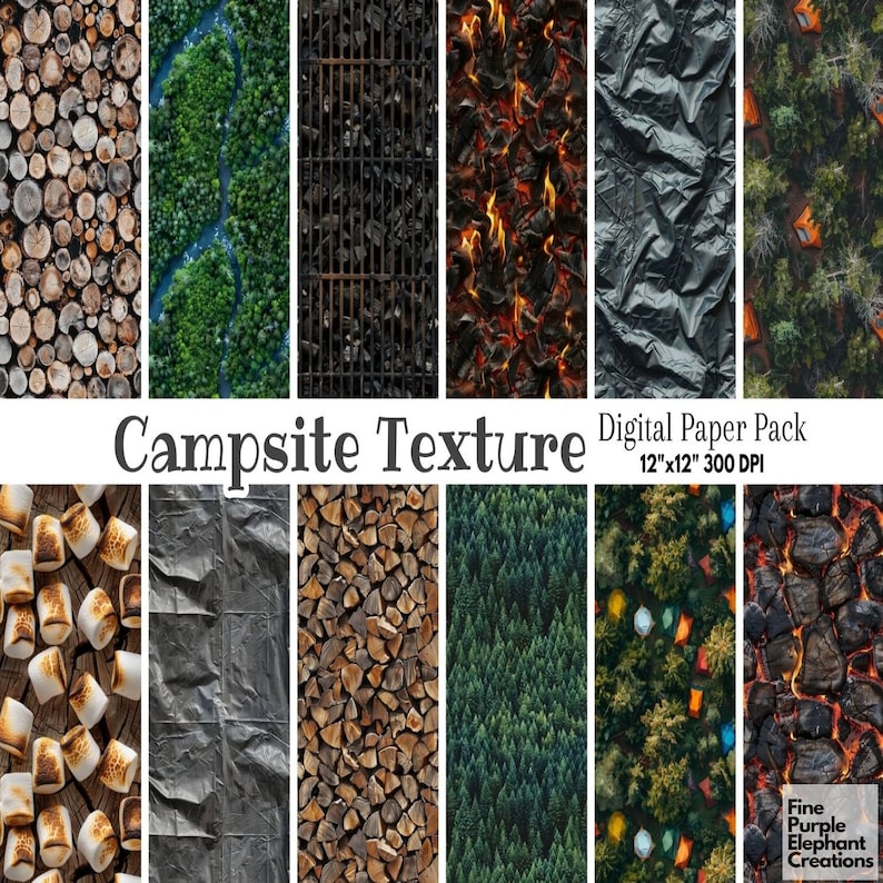 Camping Texture Digital Paper - Summer Vacation Tent Camp Scrapbook ...