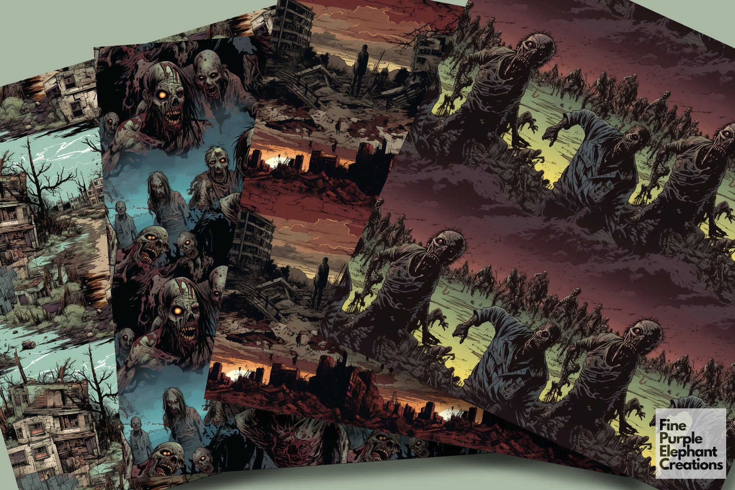 Zombie Apocalypse Digital Paper | Halloween Sublimation | Printable ...