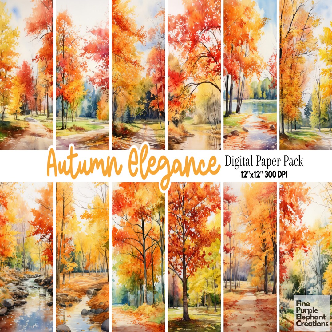 Maple Tree Digital Paper | Halloween Sublimation | HD Watercolor ...