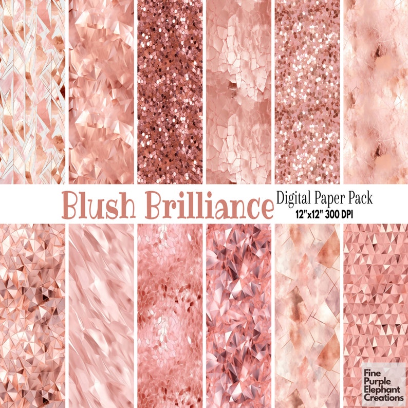 Rose Gold Metallic Texture Digital Paper | Glam Glitter Shimmer ...