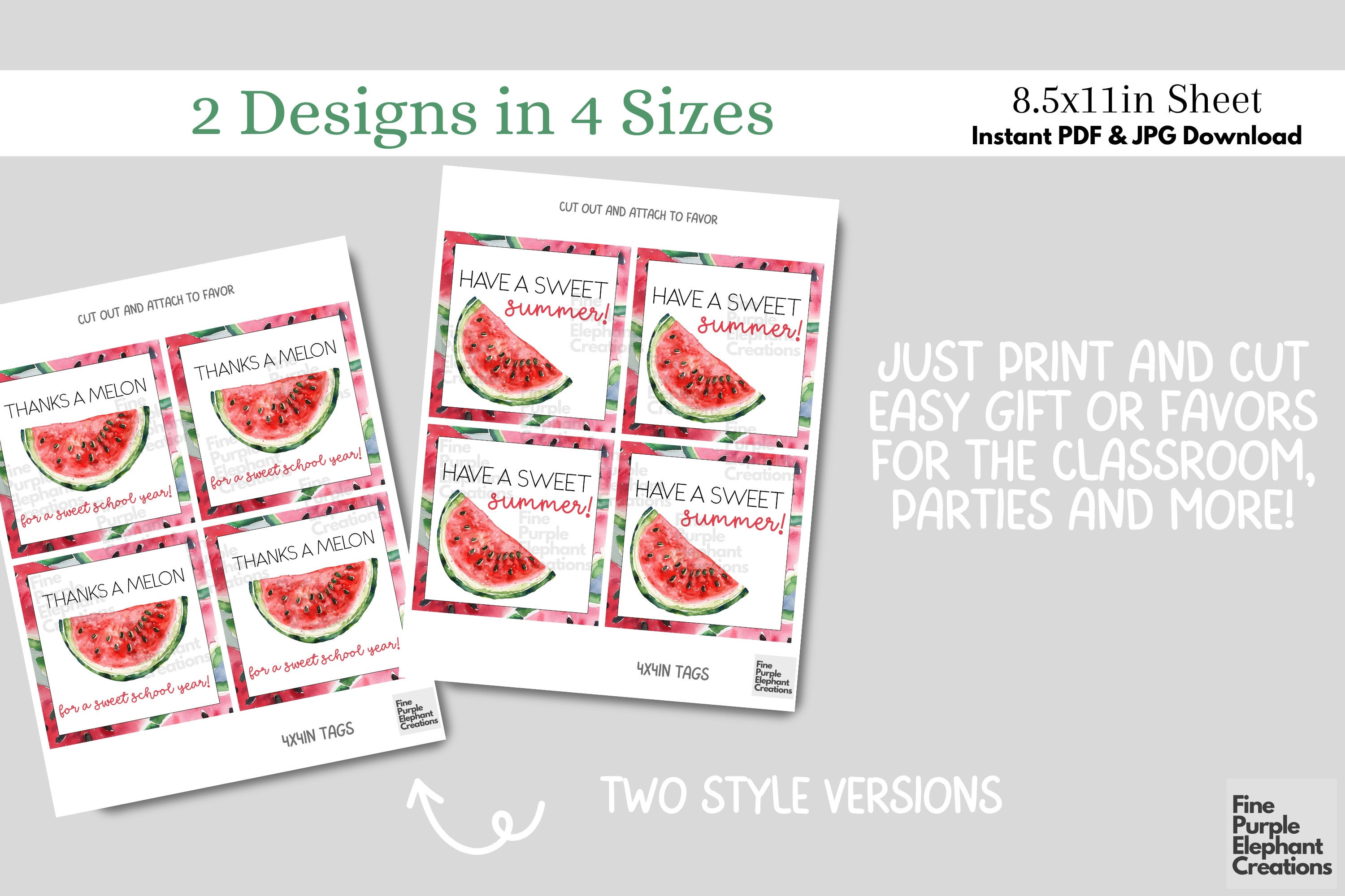 Sweet Watermelon Fruit Printable Favor Tag Label personalized End ...