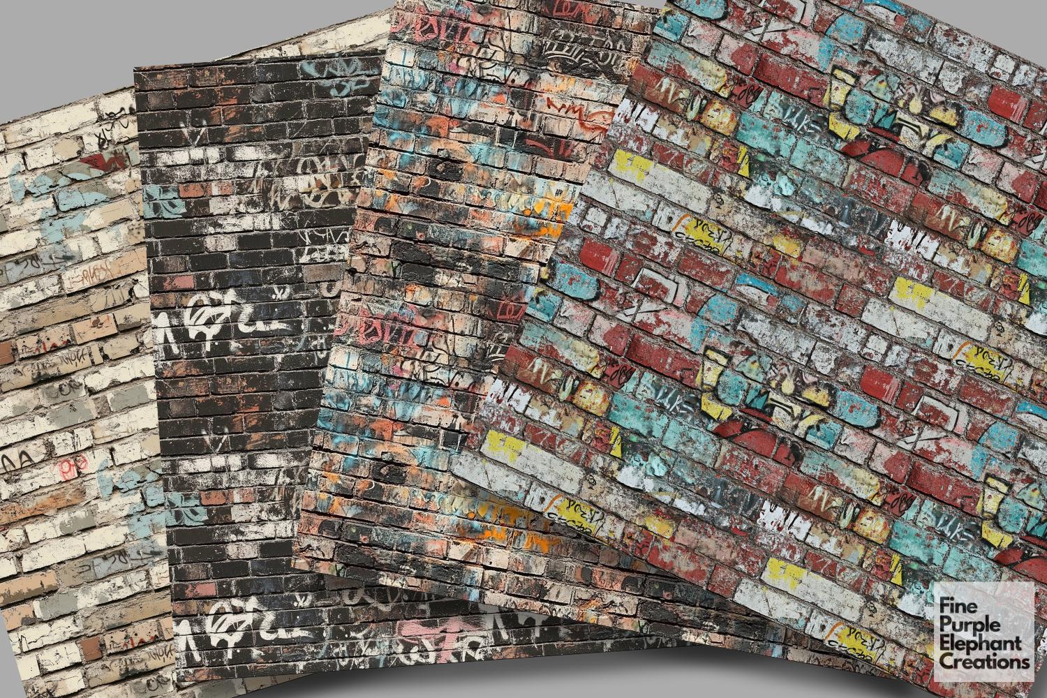 Old Graffiti Brick Wall Texture Digital Paper - Stone Grunge Backdrop ...