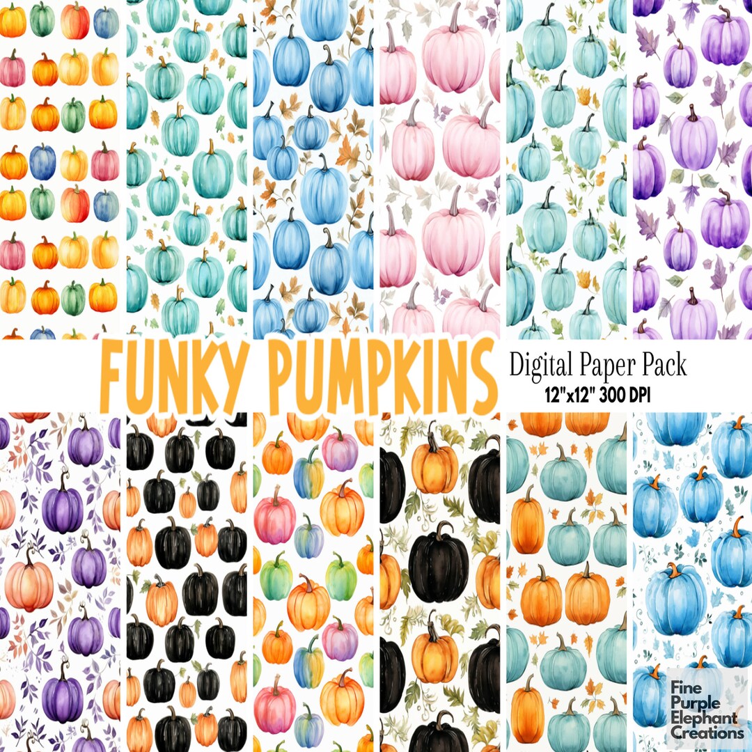 Colored Pumpkins Digital Paper | Boho Watercolor Halloween Sublimation ...