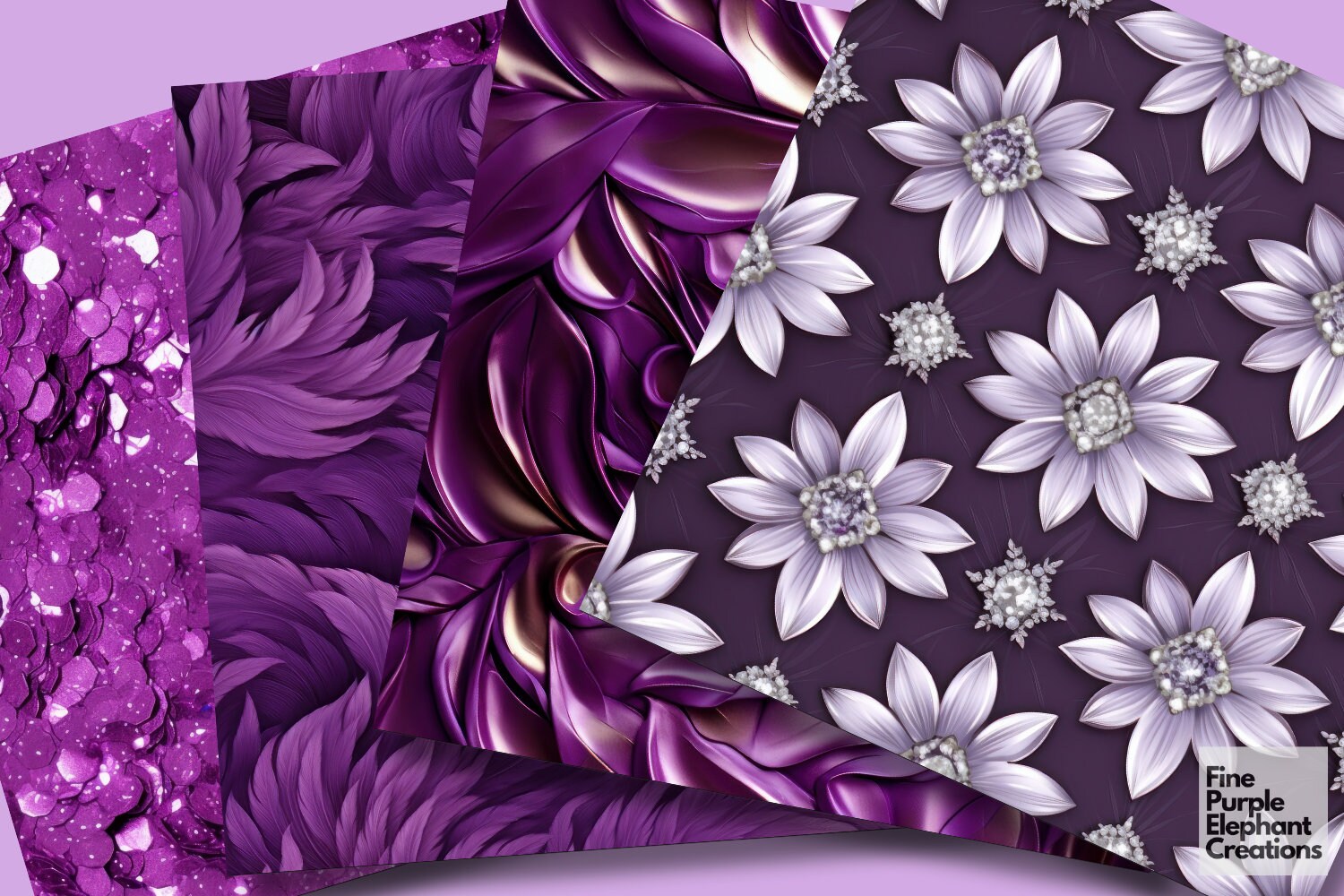 Purple Glam Digital Paper | Luxury Glitter Scrapbook Pattern | Royal ...
