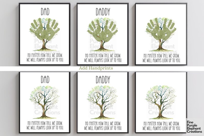 Custom Tall Tree Handprint Digital Art Print | Father's Day Gift ...