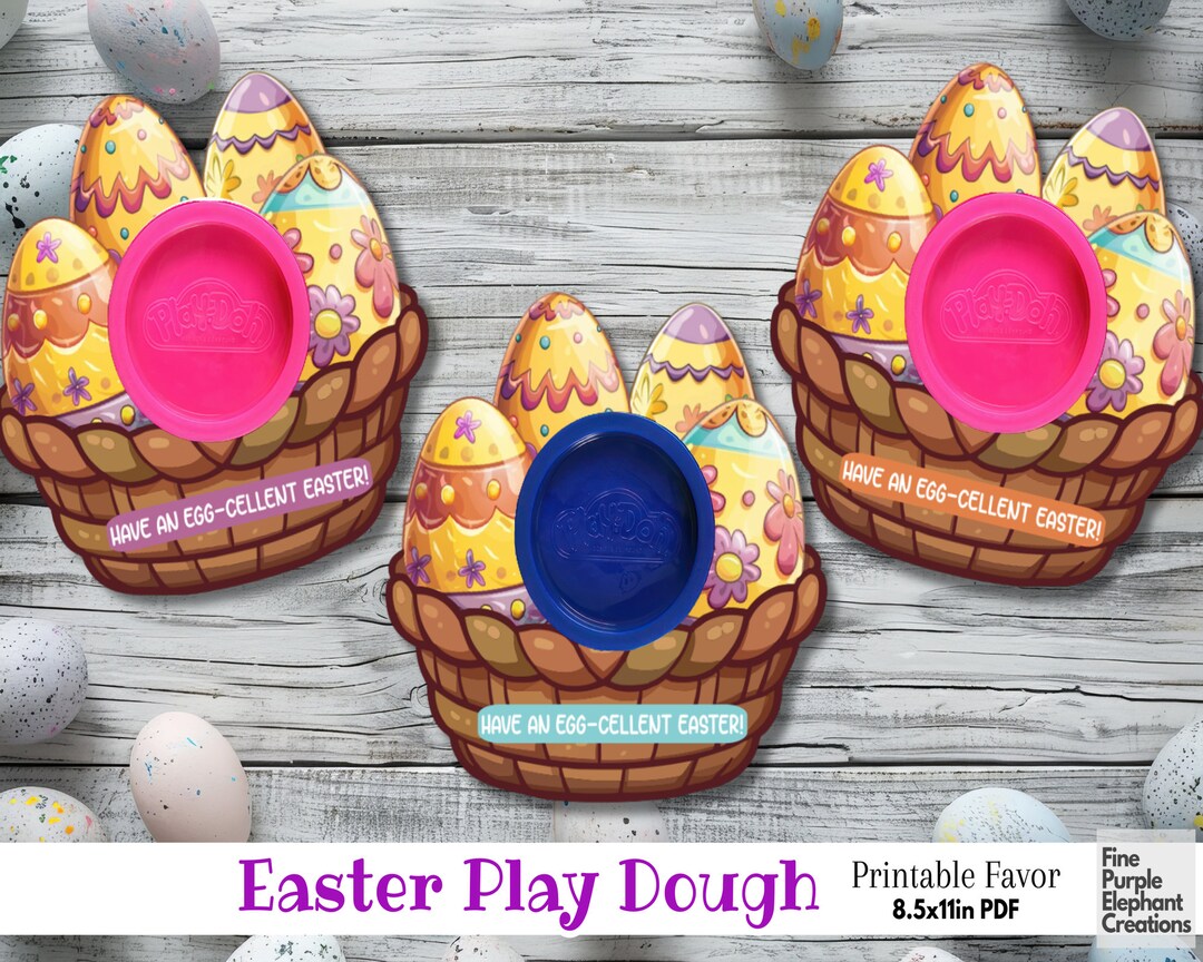 Printable Play Dough Easter Egg Basket Digital Paper Cards | Non-candy ...