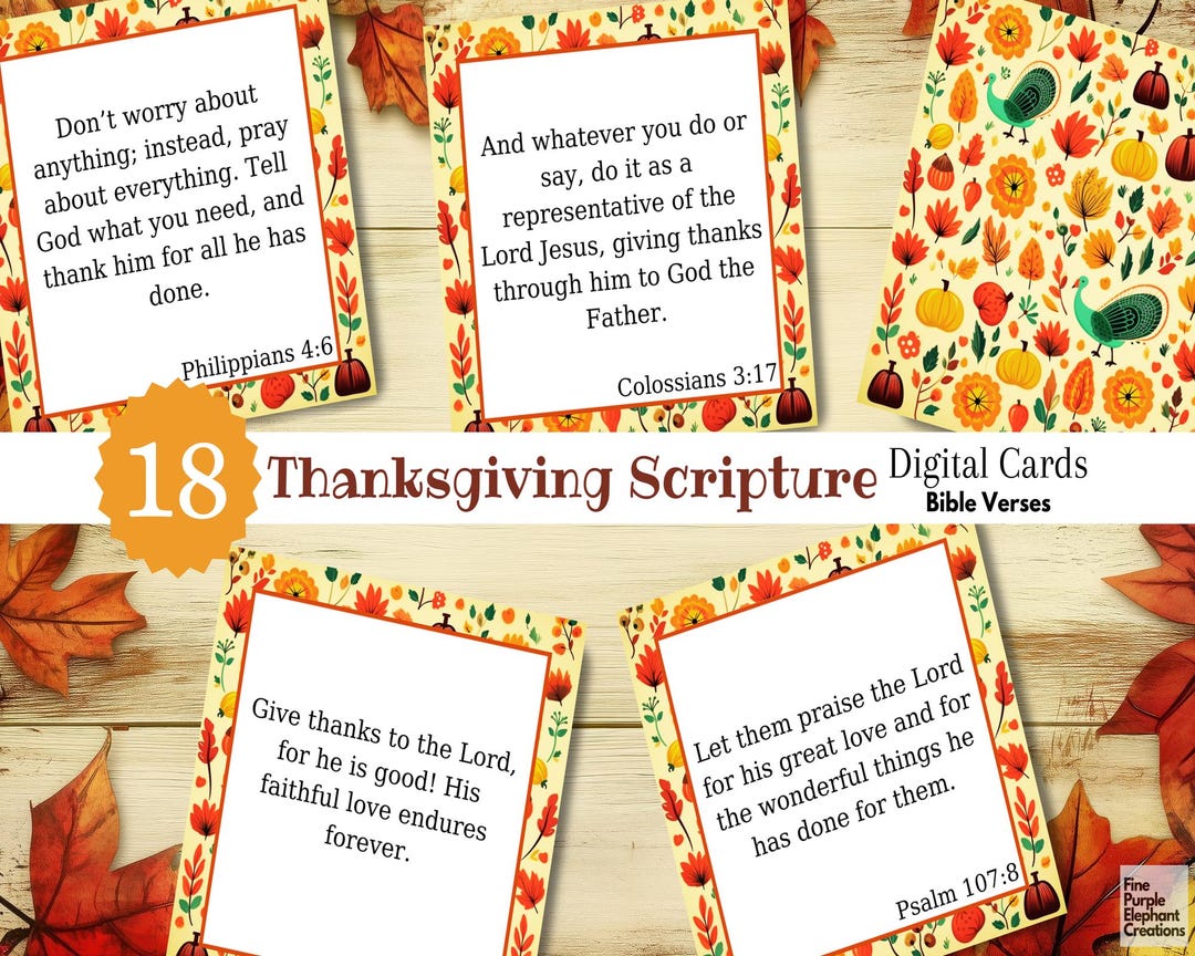 Printable Thanksgiving Scripture Cards | Gratitude Thankful Verses ...