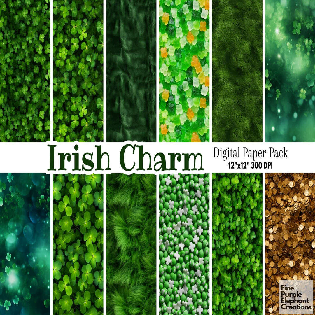 St. Patrick's Day Textures Digital Paper | Irish Leprechaun Scrapbook ...