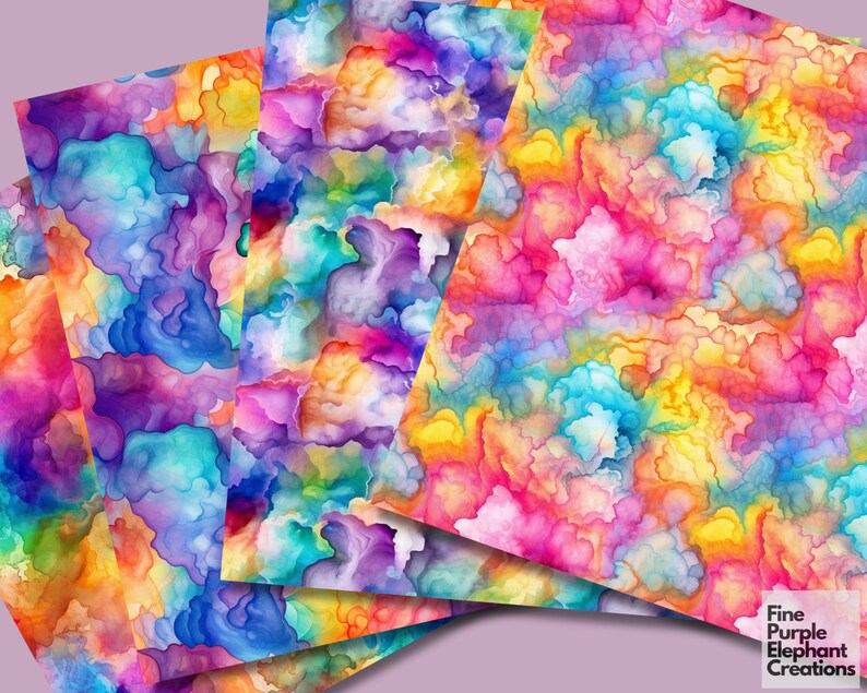 Rainbow Watercolor Digital Paper Paint Stroke Texture - Etsy