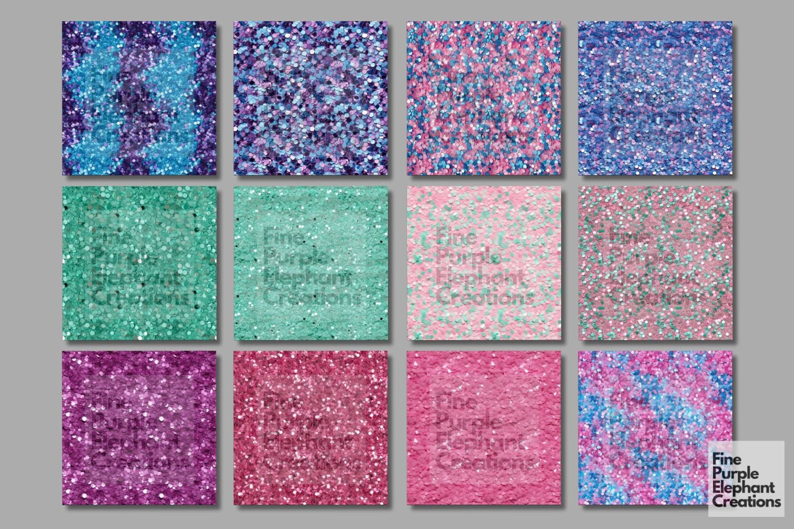 Chunky Mermaid Glitter Digital Paper Bright Girls Unicorn Scrapbook ...