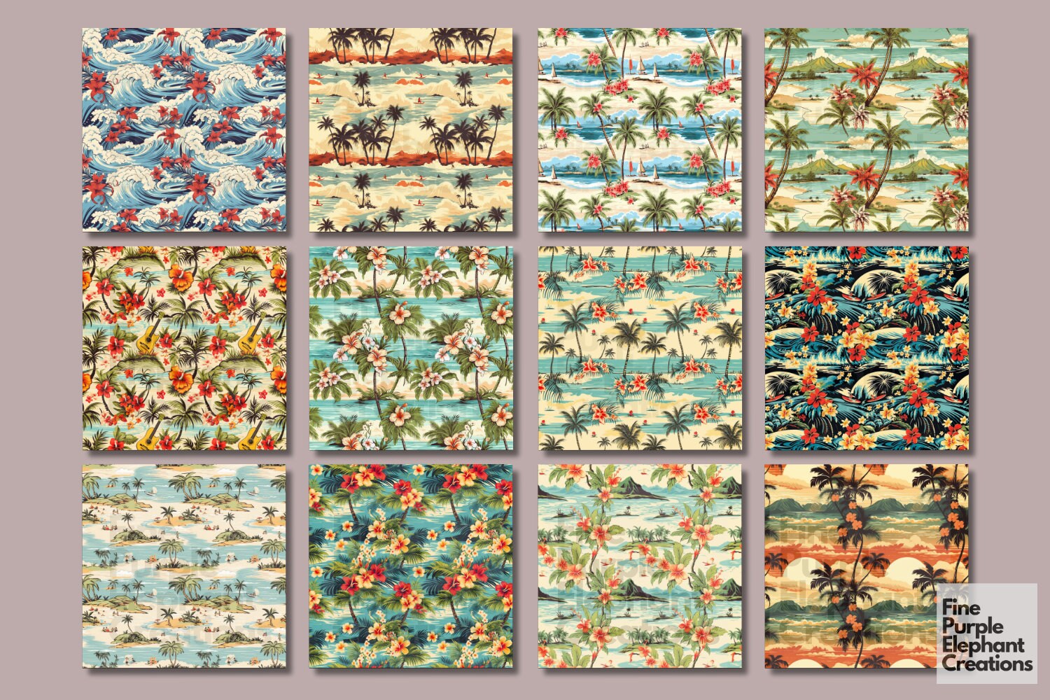Vintage Hawaii Digital Paper | Retro Tropical Island Sublimation | HD ...