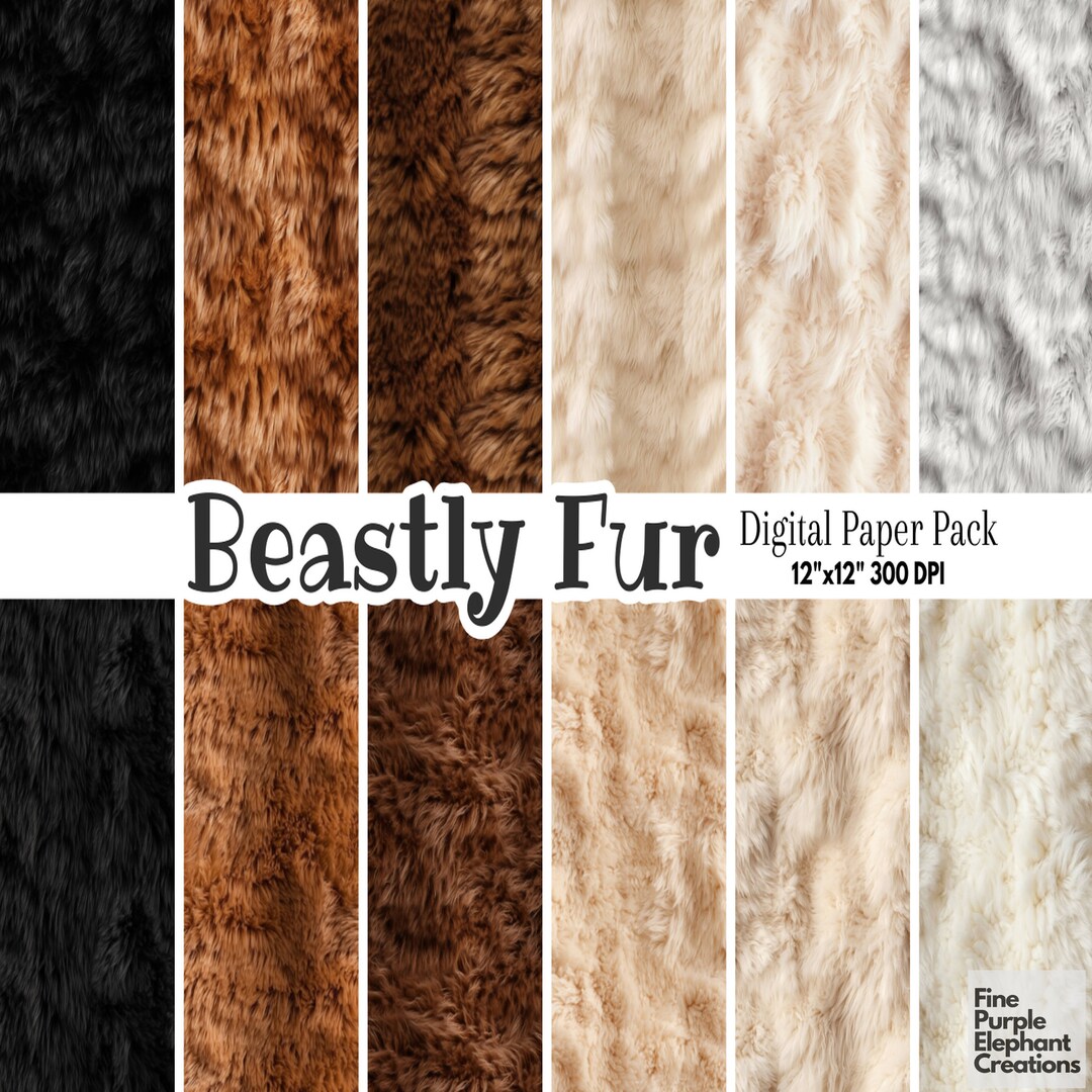 Neutral Fur Pelt Digital Paper | Wild Animal Hair Skin Texture ...