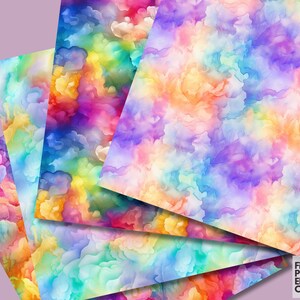 Rainbow Watercolor Digital Paper | Paint Stroke Texture Printable Paper ...