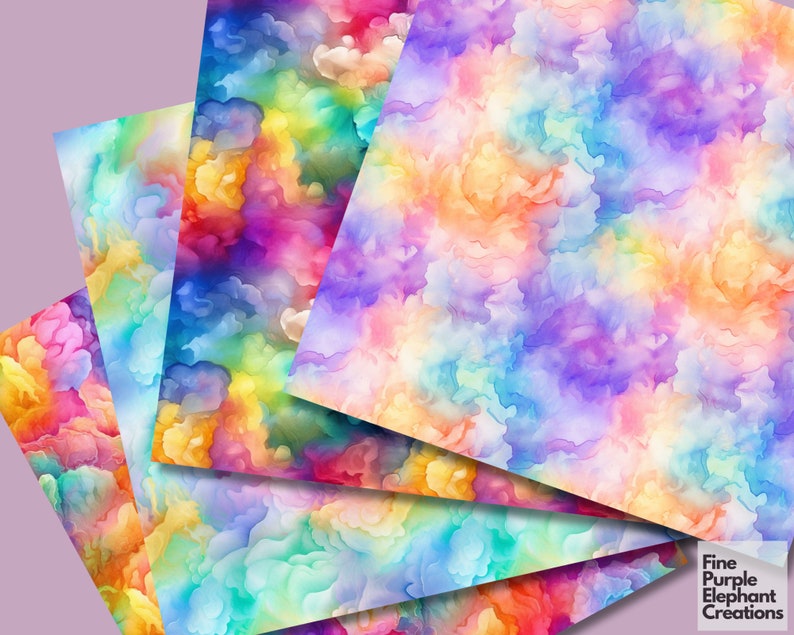 Rainbow Watercolor Digital Paper Paint Stroke Texture - Etsy