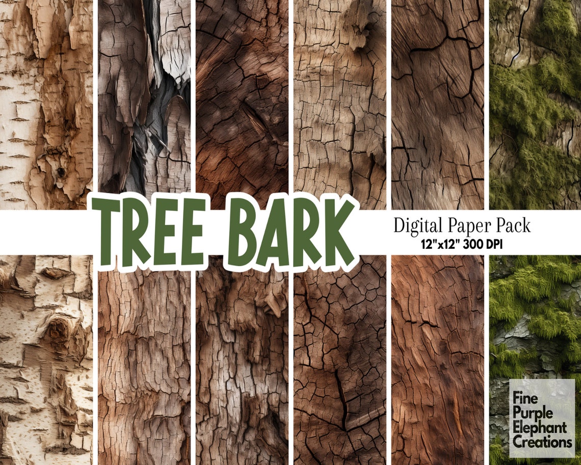 Tree Bark Digital Paper Nature Camping Scrapbook Forest - Etsy