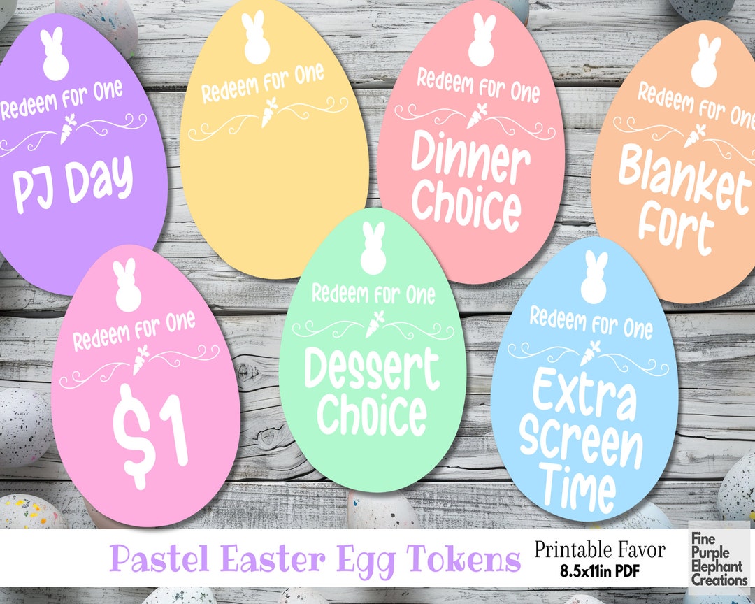 Printable Pastel Easter Egg Coupon Digital Paper Cards | Basket Filler ...