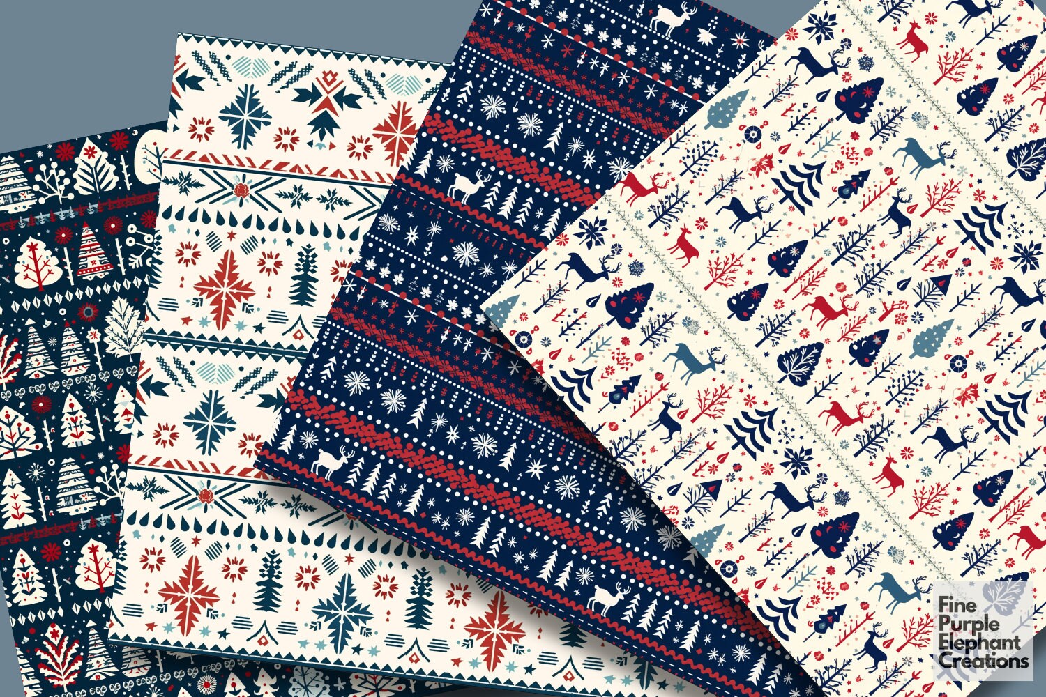 Nordic Fair Isle Digital Paper | Christmas Holiday Sublimation | Winter ...