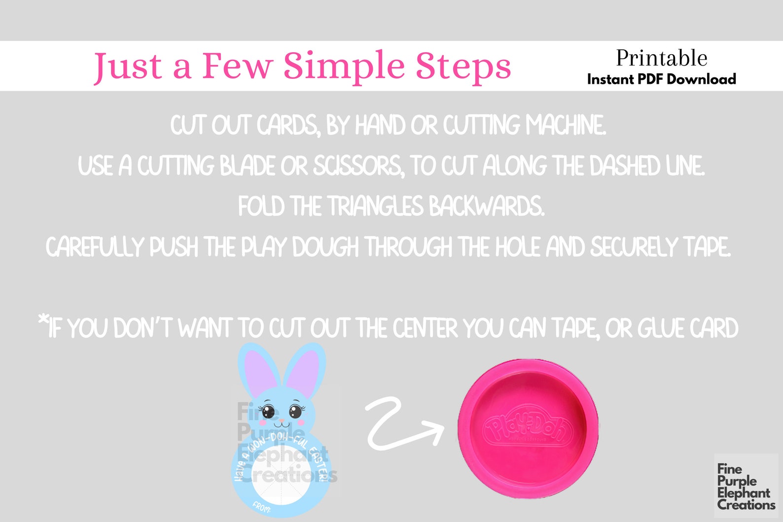 Printable Play Dough Easter Bunny Digital Paper Cards | Spring Farm Non ...