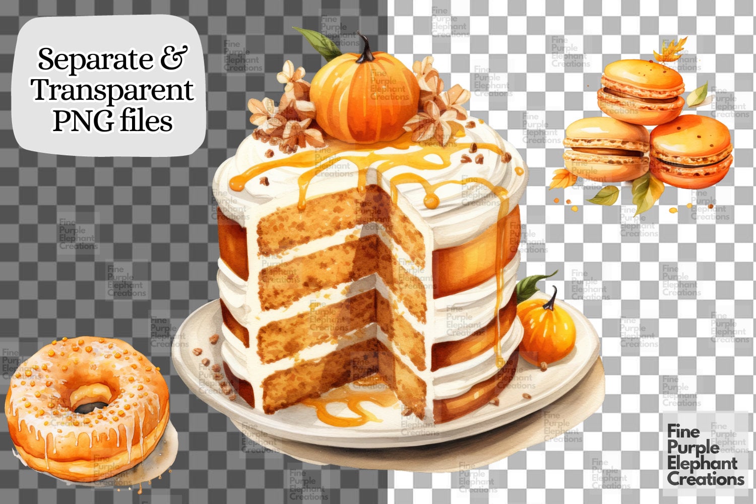 Watercolor Fall Dessert PNG Clipart | Pumpkin Spice Autumn Treats ...