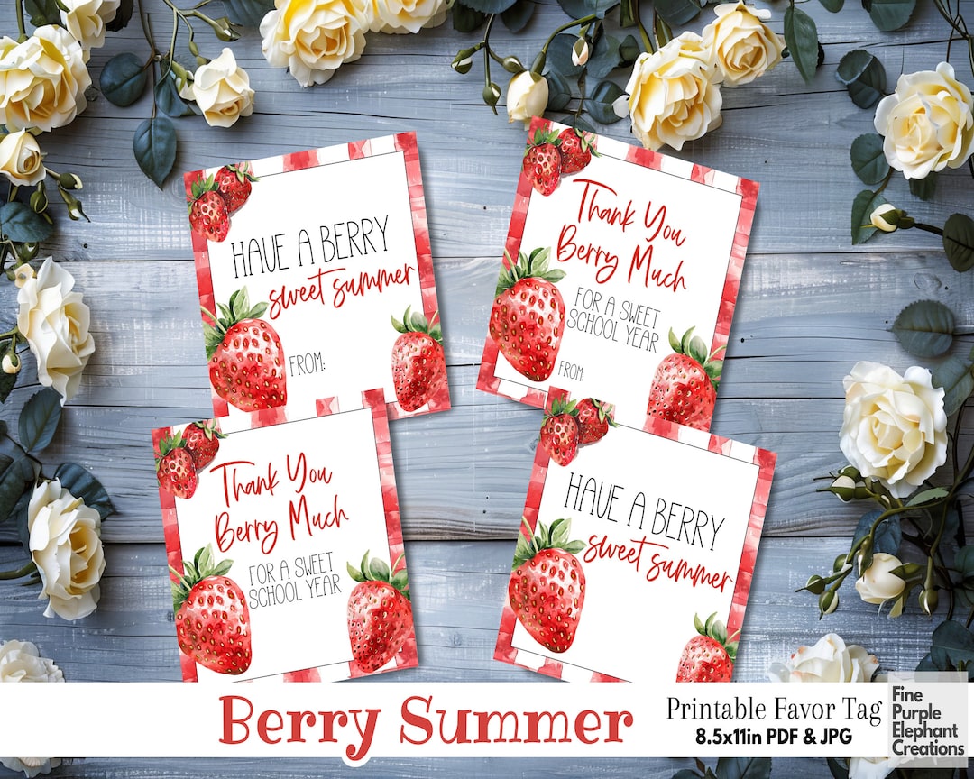 Strawberry Fruit Berry Printable Favor Tag Label -personalized End ...