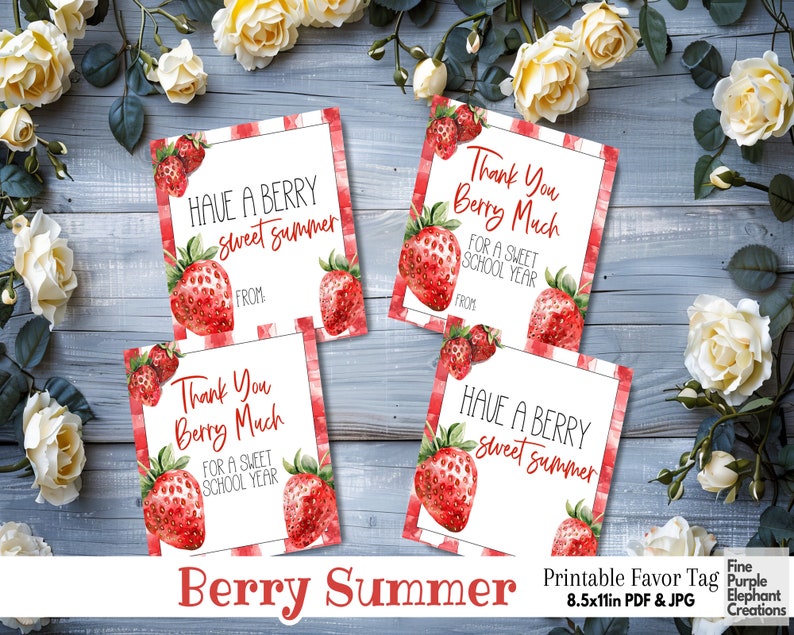 Strawberry Fruit Berry Printable Favor Tag Label -personalized End ...
