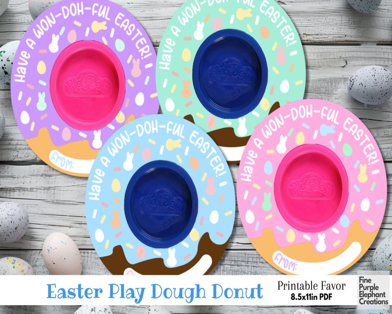 Printable Play Dough Donut Easter Digital Paper Cards | Non-candy ...