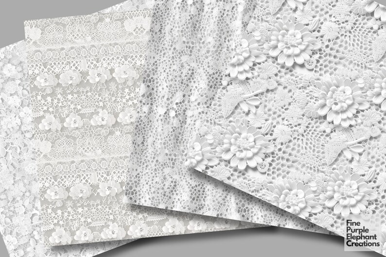White Lace Digital Paper | Wedding Scrapbook Background | Vintage ...