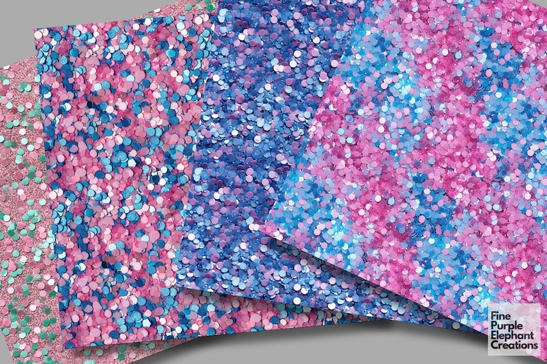 Chunky Mermaid Glitter Digital Paper Bright Girls Unicorn Scrapbook ...