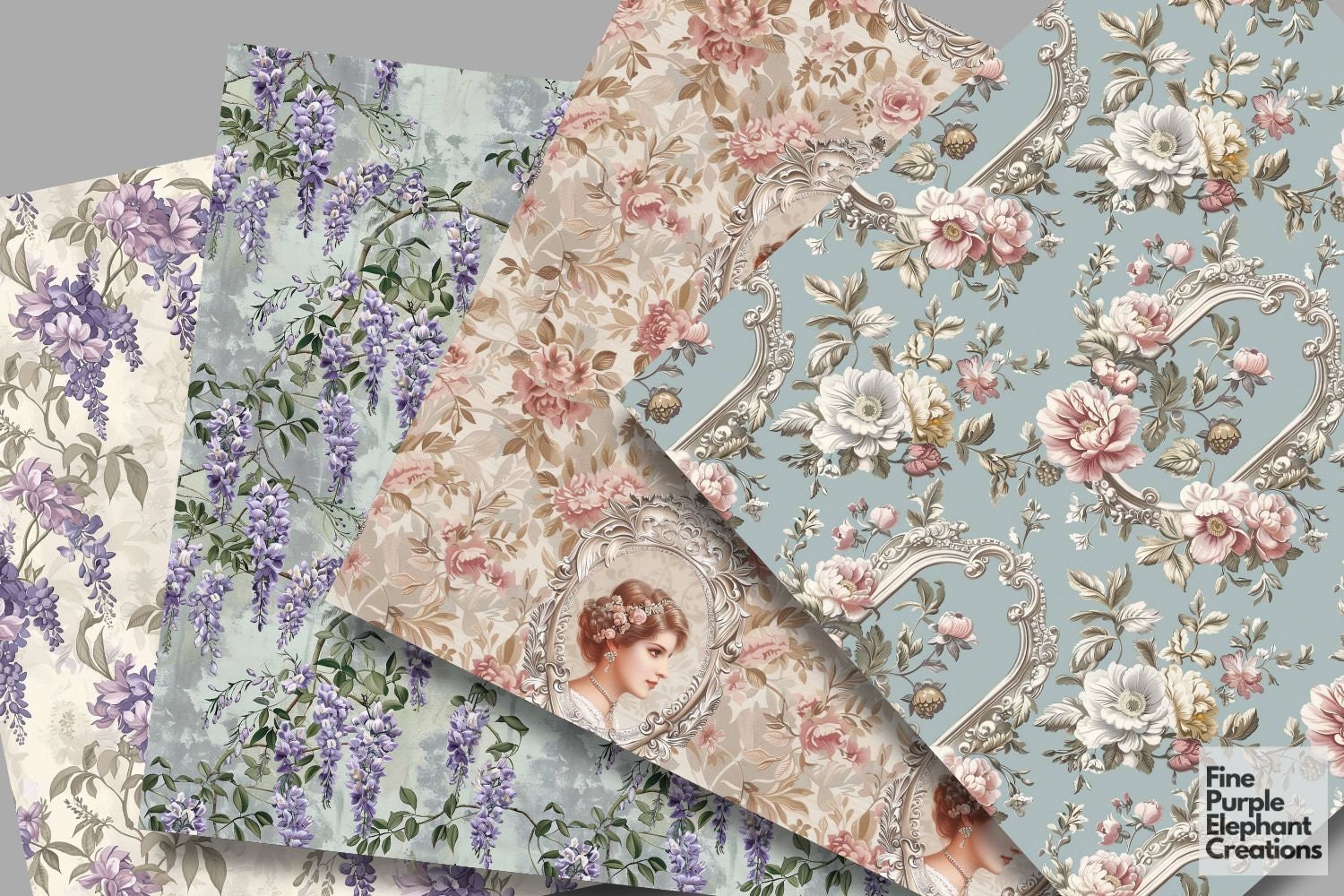 Regency Era Victorian England Digital Paper - Lady Frame Shabby Chic ...