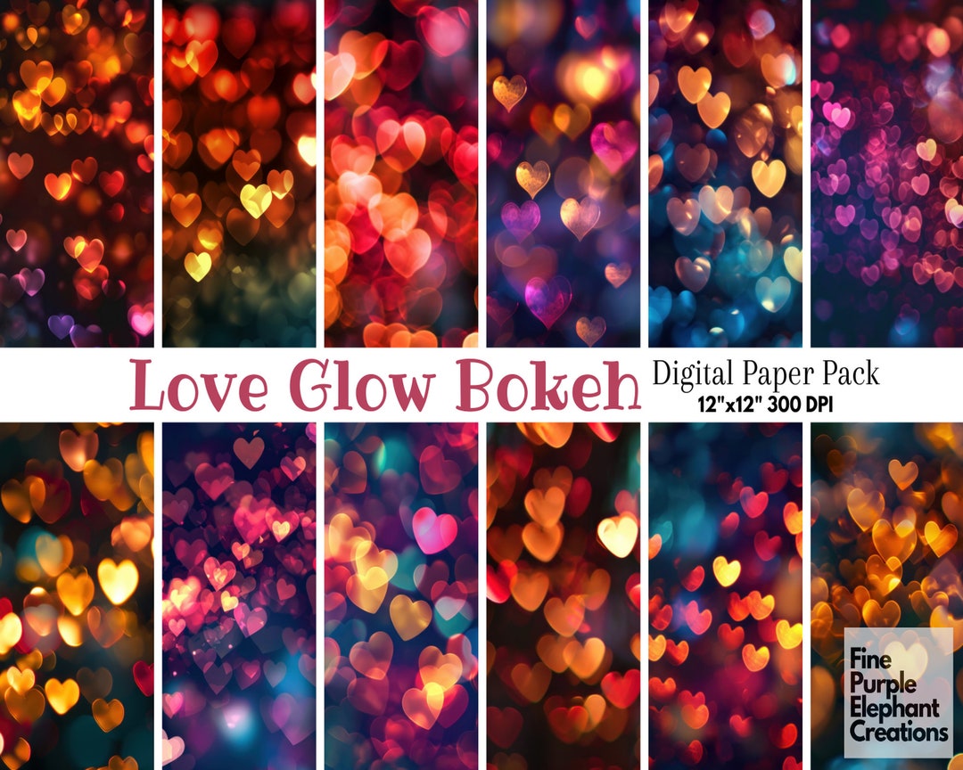 Rainbow Heart Bokeh Texture Digital Paper Glam Glitter Shimmer ...