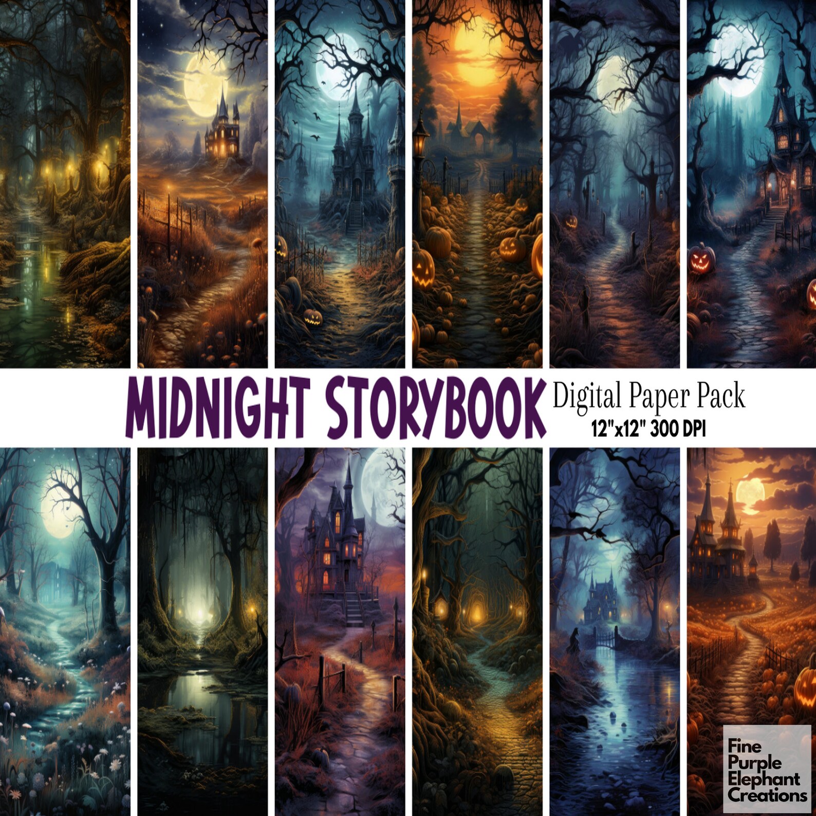 Spooky Halloween Digital Paper | Haunted House Sublimation | HD ...