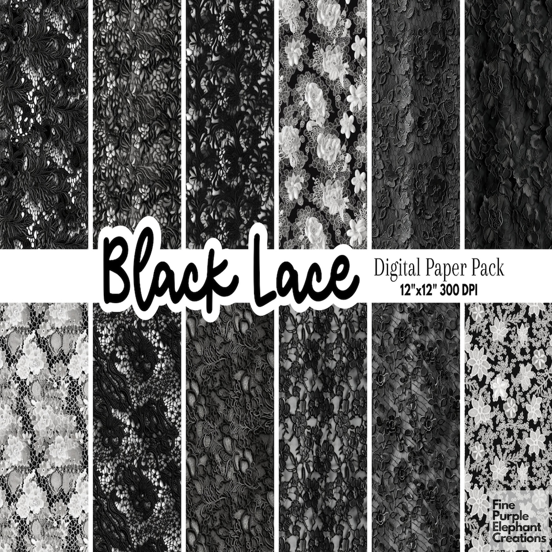 Black Lace Digital Paper - Mysterious Gothic Scrapbook Background ...