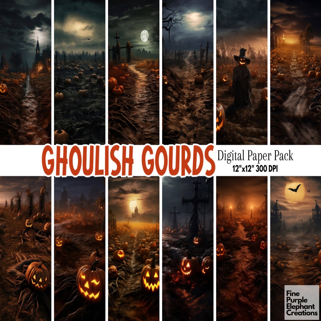 Spooky Pumpkin Patch Digital Paper - Halloween Sublimation - HD Scary ...