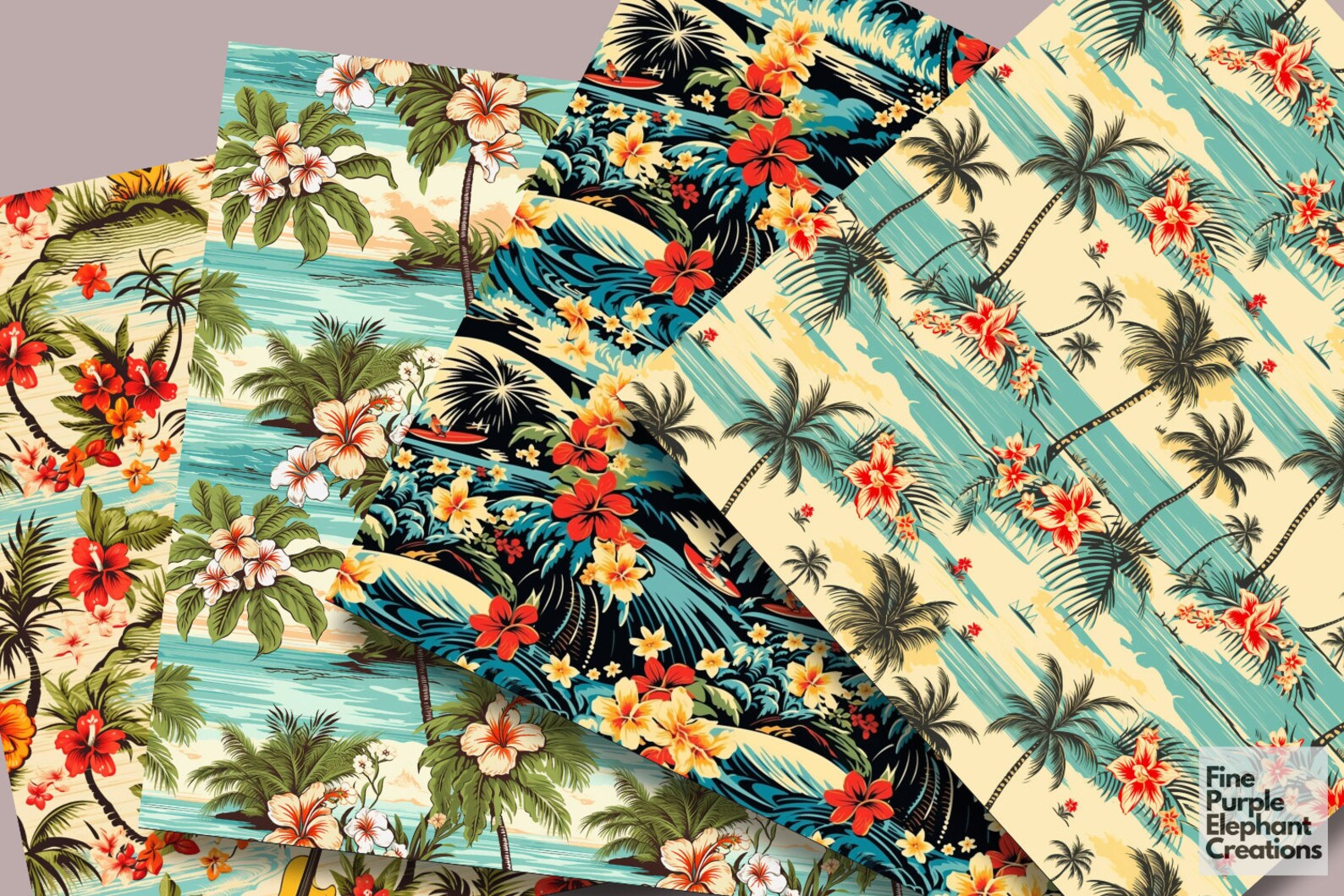 Vintage Hawaii Digital Paper | Retro Tropical Island Sublimation | HD ...