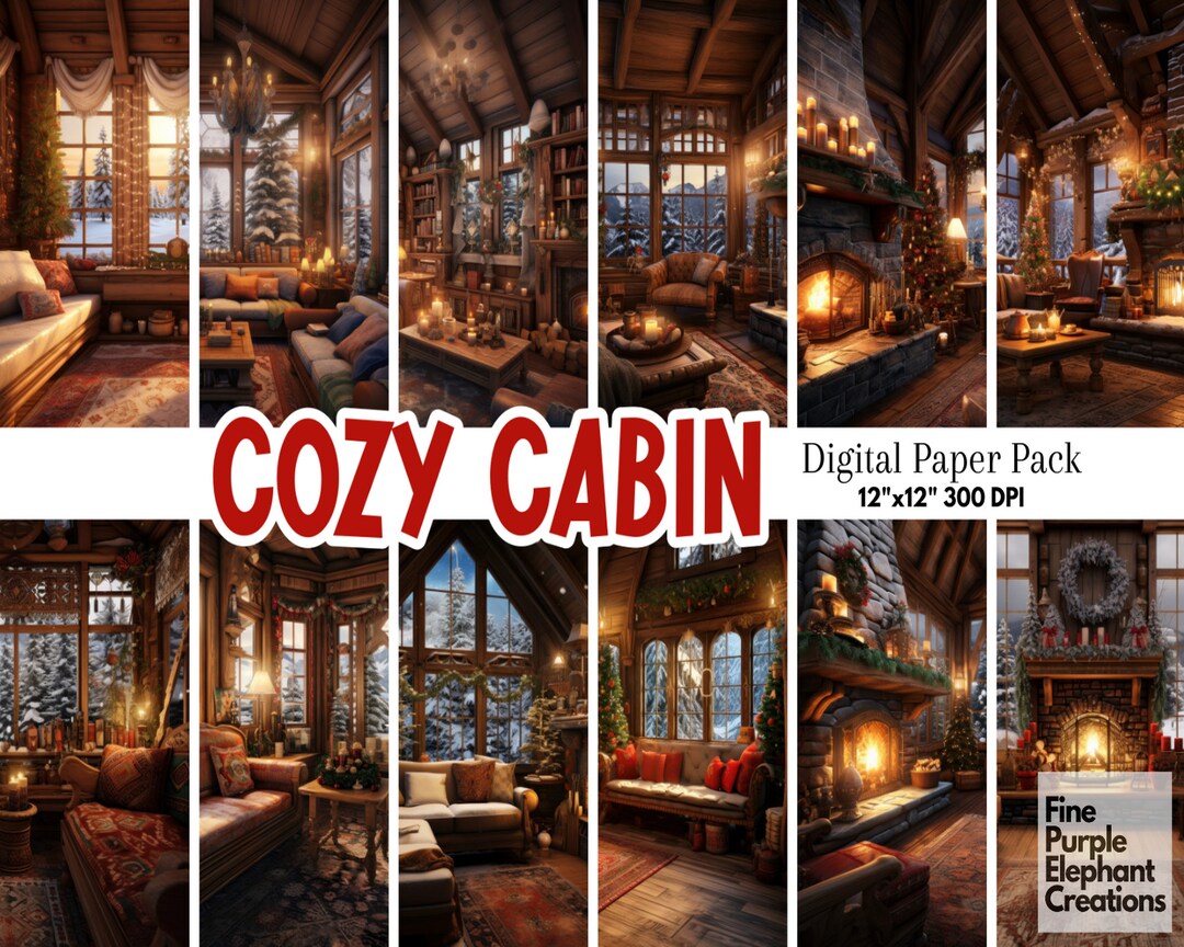 Winter Cabin Interior Digital Paper Christmas Sublimation - Etsy