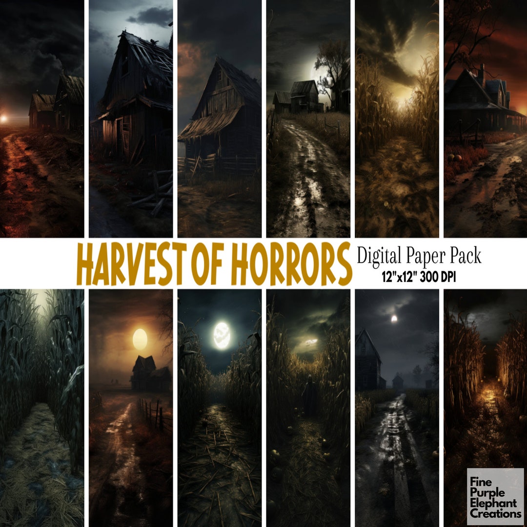 Haunted Farm Digital Paper | Halloween Sublimation | HD Scary Wallpaper ...