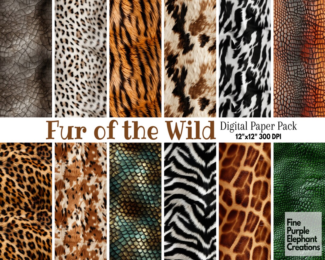 Wildlife Fur Pelt Digital Paper Wild Animal Hair Skin Texture ...