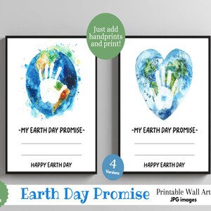 Custom Earth Day Promise Handprint Worksheet Digital Art Print | Gift ...