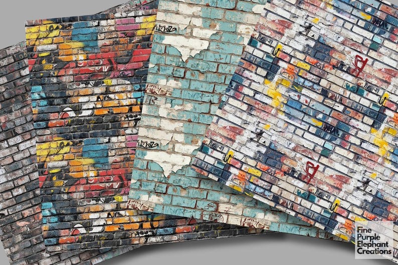 Old Graffiti Brick Wall Texture Digital Paper - Stone Grunge Backdrop ...