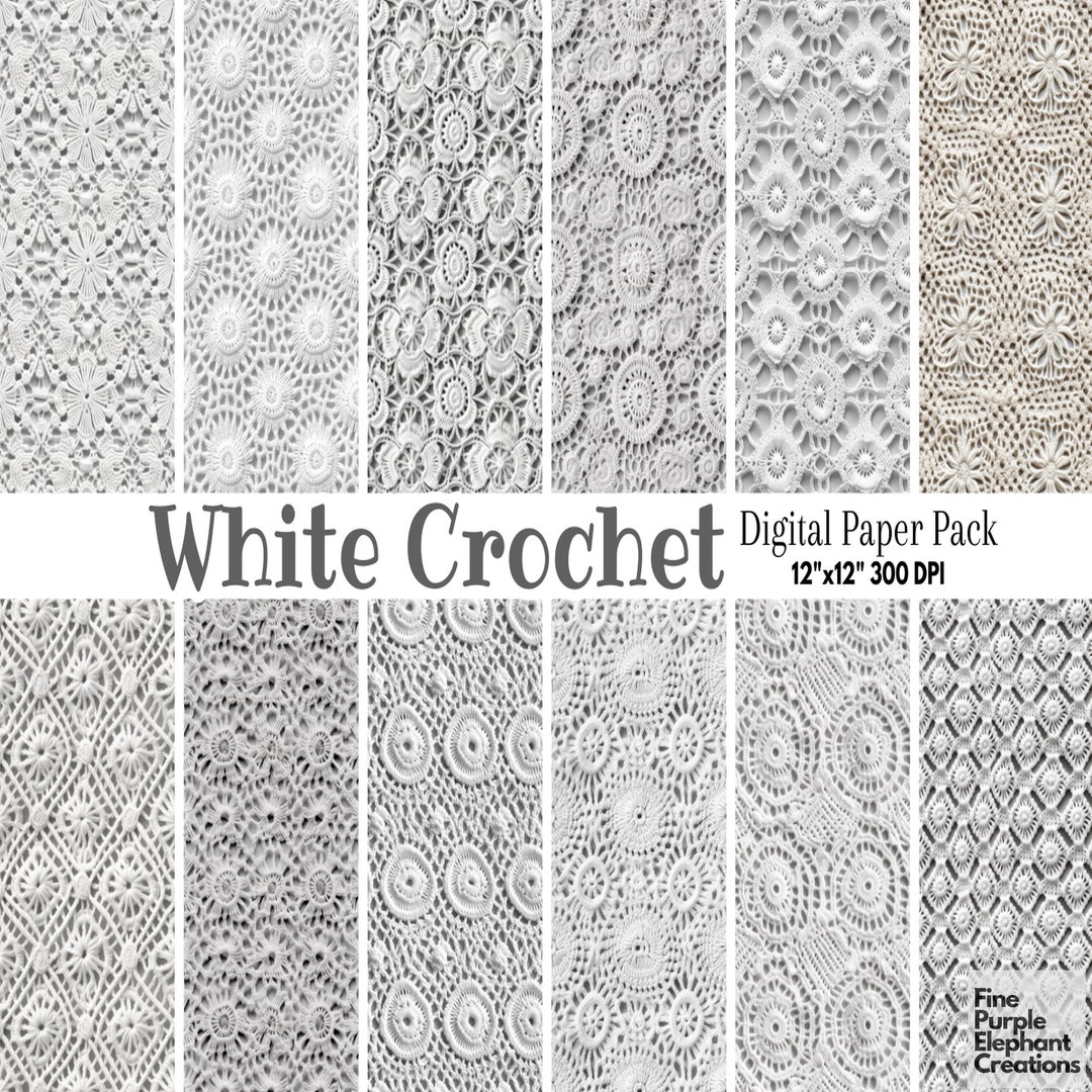 White Crochet Digital Paper | Antique Neutral Granny Squares Afghan ...