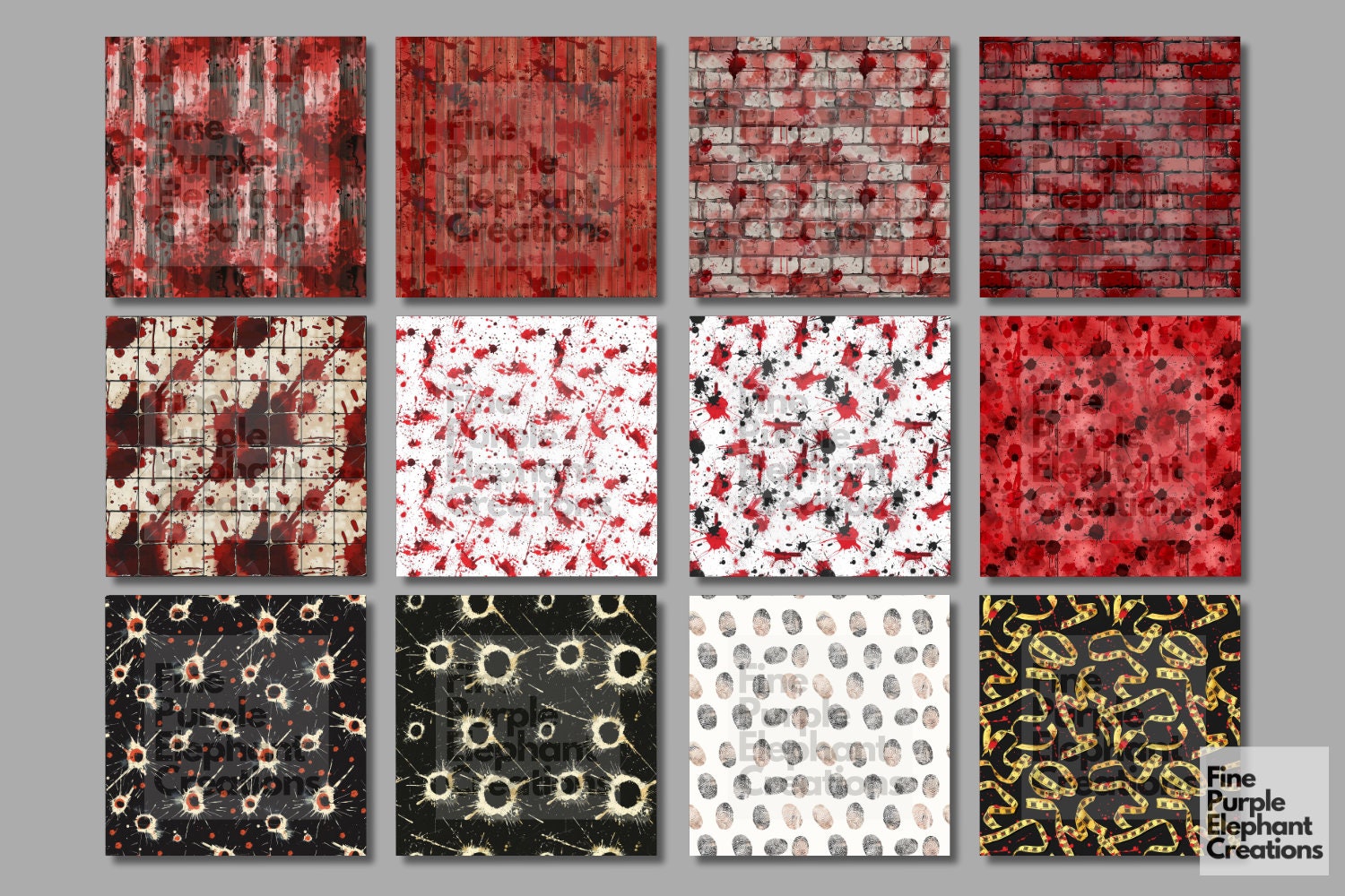 True Crime Detective Digital Paper - Blood Halloween Horror Pattern ...