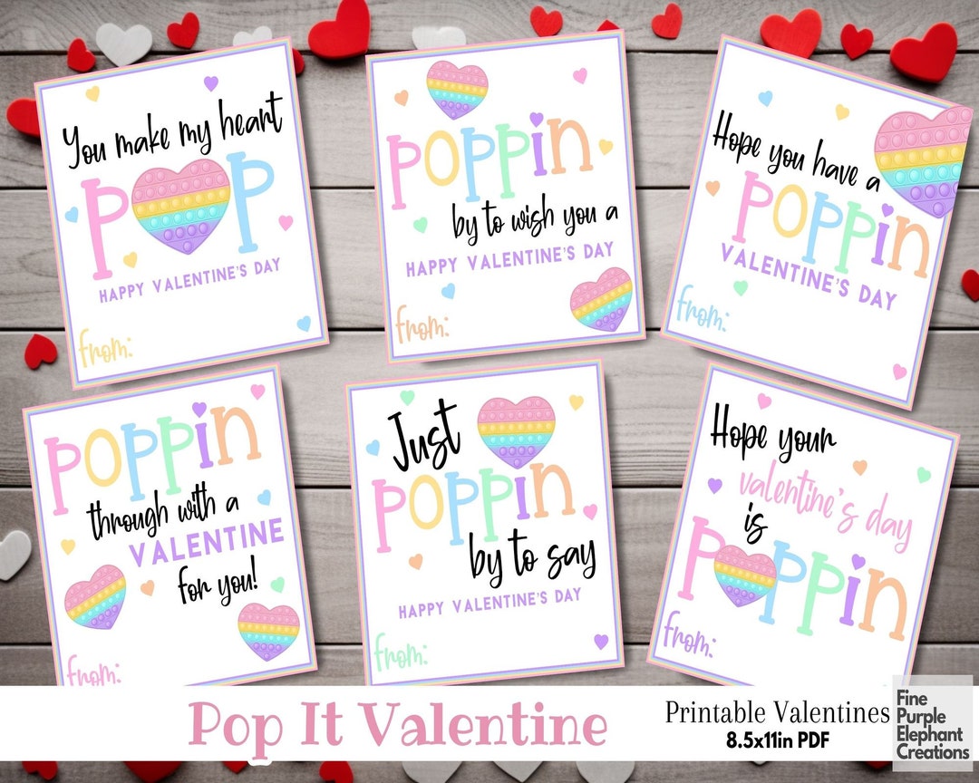 Printable Kids Poppin Valentine Digital Paper Cards | Non-candy Pop ...
