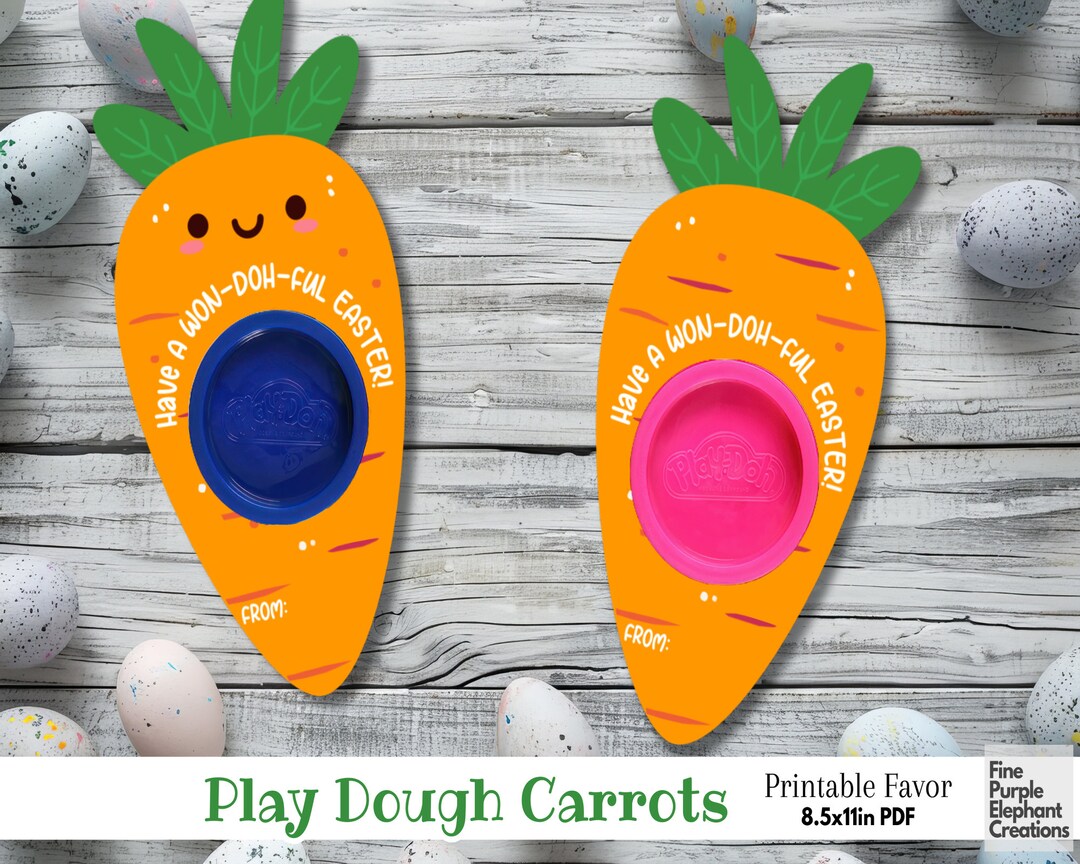 Printable Play Dough Easter Carrot Digital Paper Cards | Non-candy ...